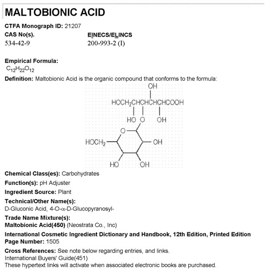 말토바이오닉애씨드 : 화장품 원료 검색