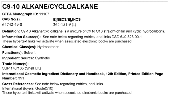 C9-10알케인/사이클로알케인 : 화장품 원료 검색