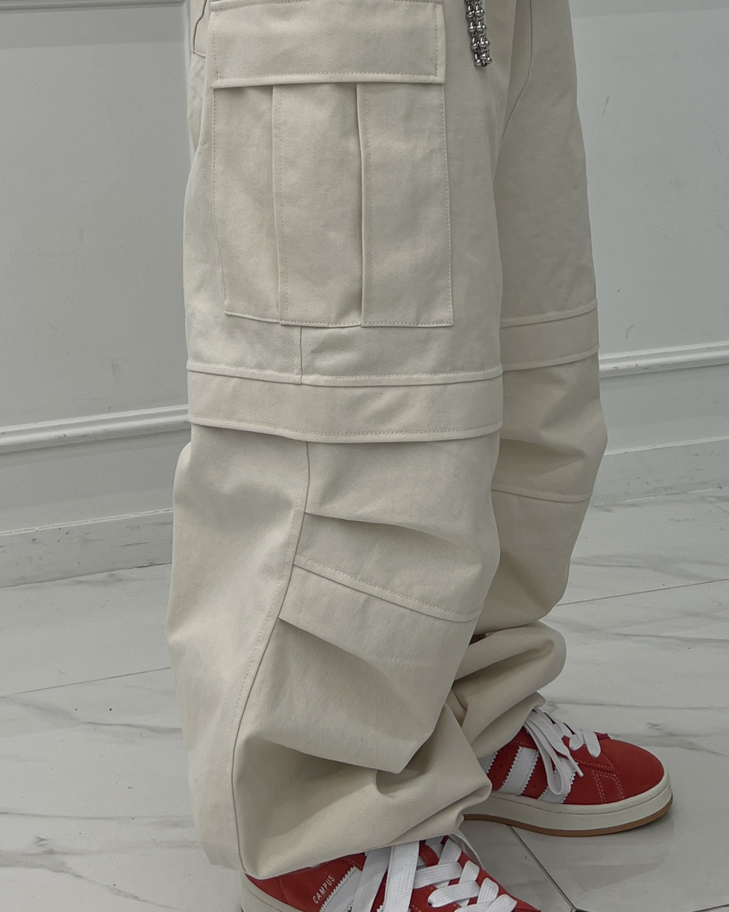 3차 발매 Chain Cargo Pants (Ivory) : 홀리웨이브