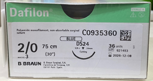 B.braun 비흡수성 봉합사 DAFILON BLUE 2/0, 3/0, 4/0(45cm,75cm2종류), : 에듀벳마켓