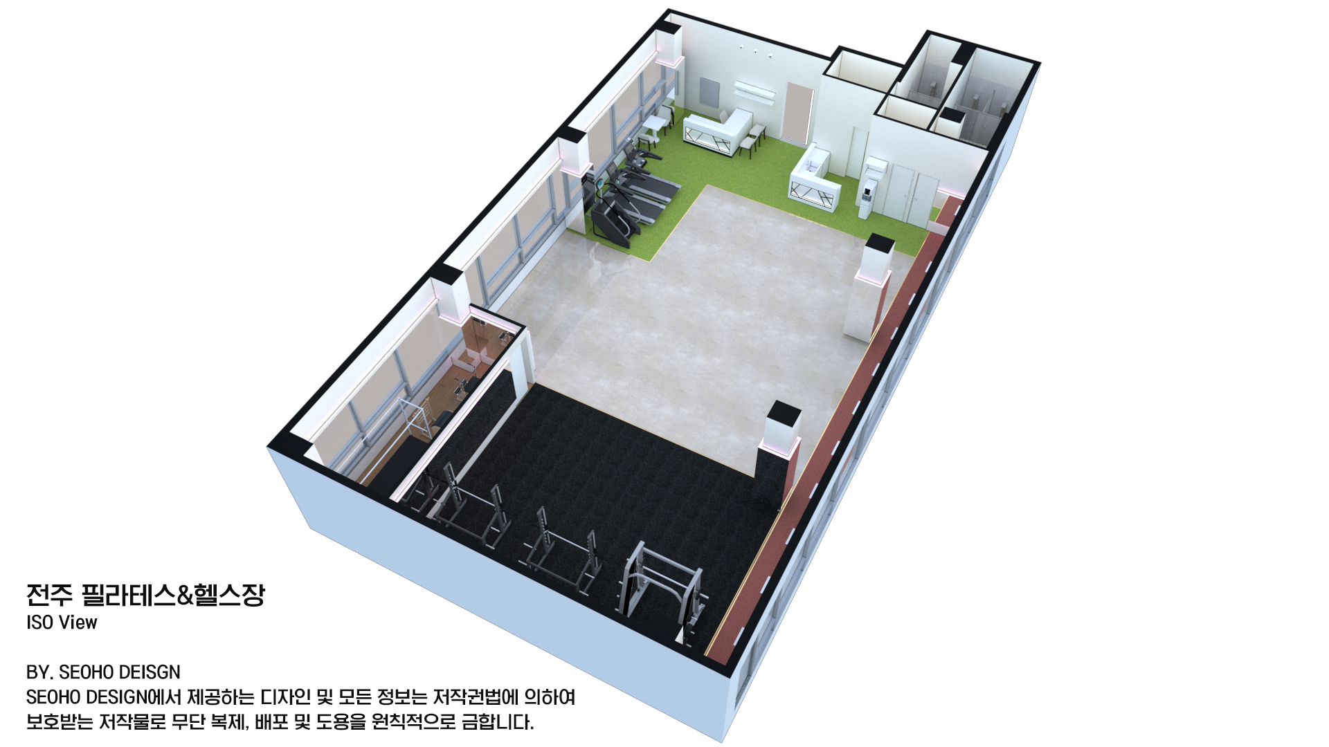 전주 필라테스 & 헬스장 평면도 3D작업 : 평면도3D작업