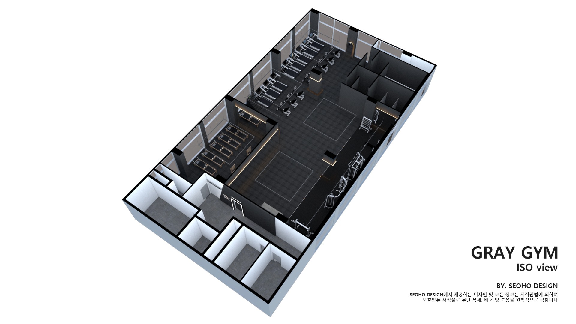 인천 부평 헬스장 평면도 3D 작업 : 평면도3D작업