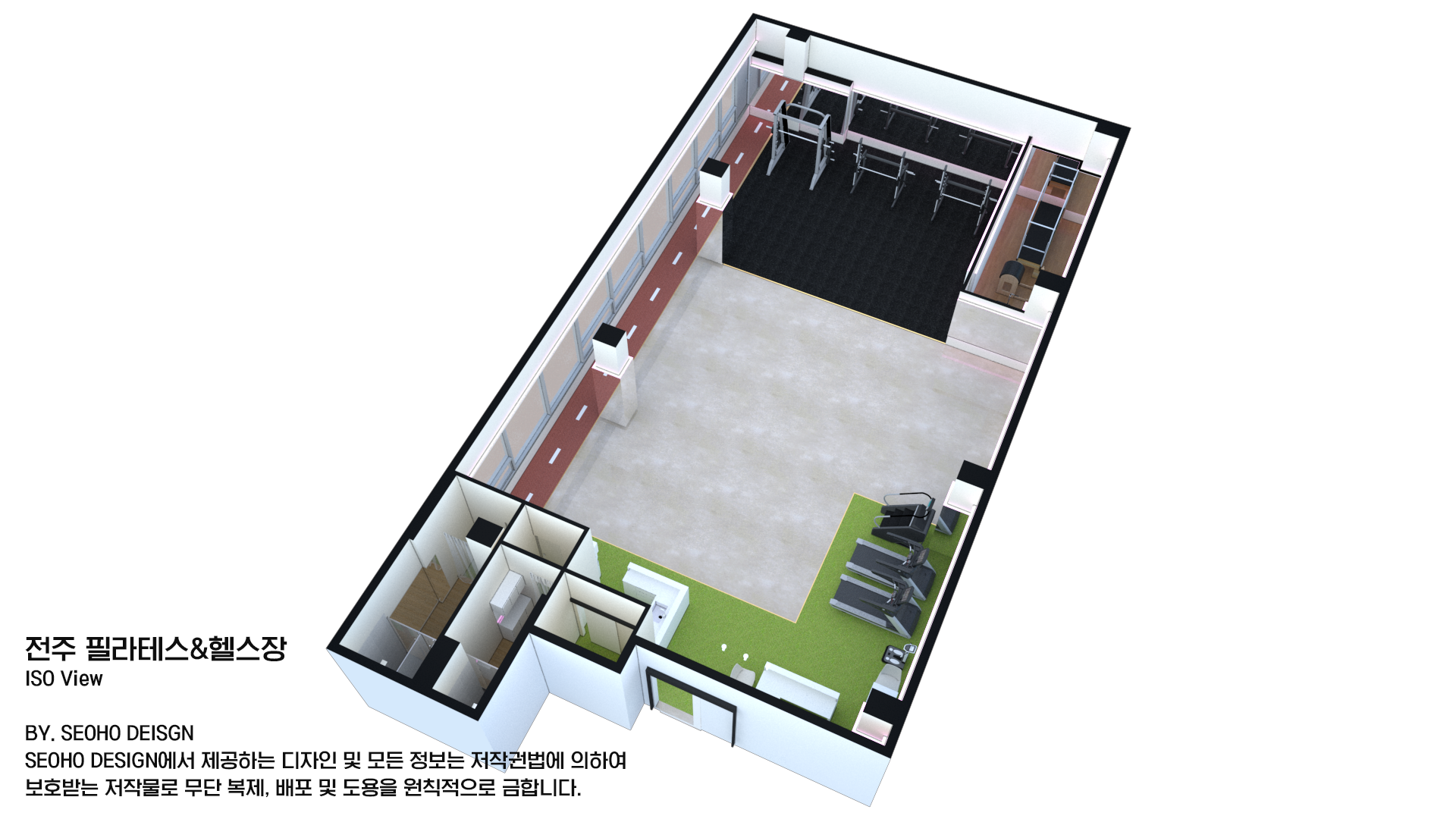 전주 필라테스 & 헬스장 평면도 3D작업 : 평면도3D작업