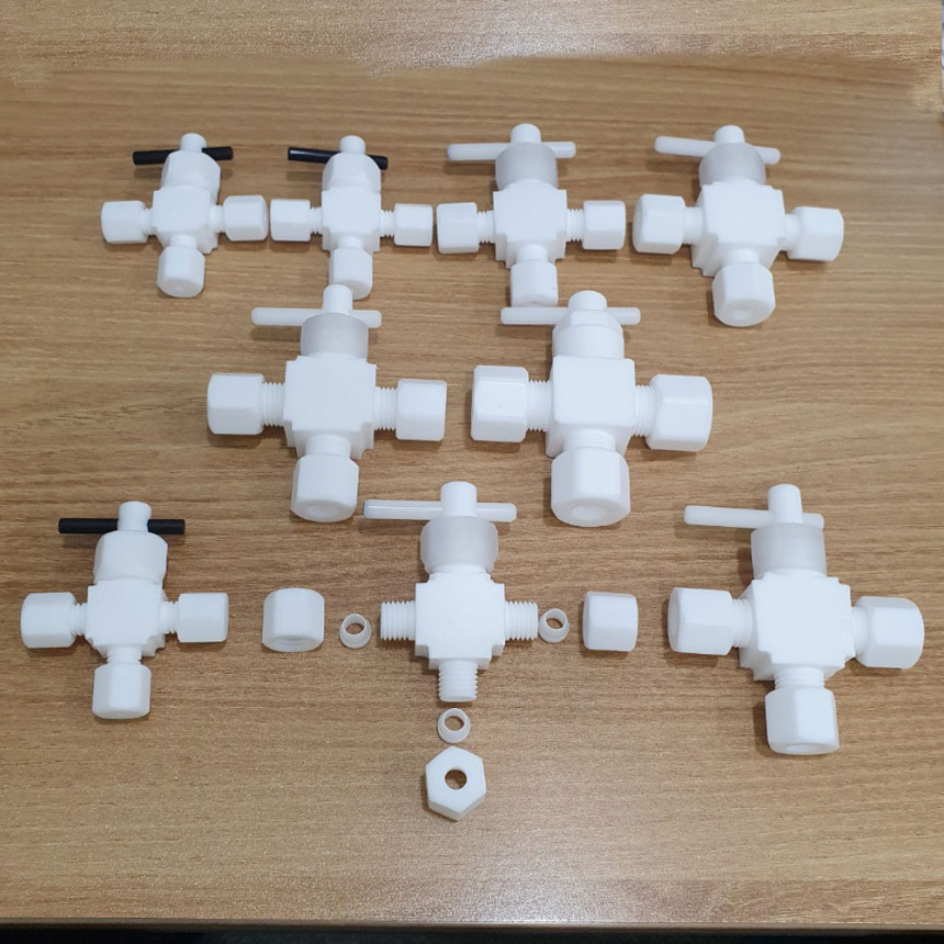 [Fitting] PTFE 테프론 3-way 유니온 Tee 밸브 어댑터 [파이프 연결관 테플론 teflon] union 3way ...