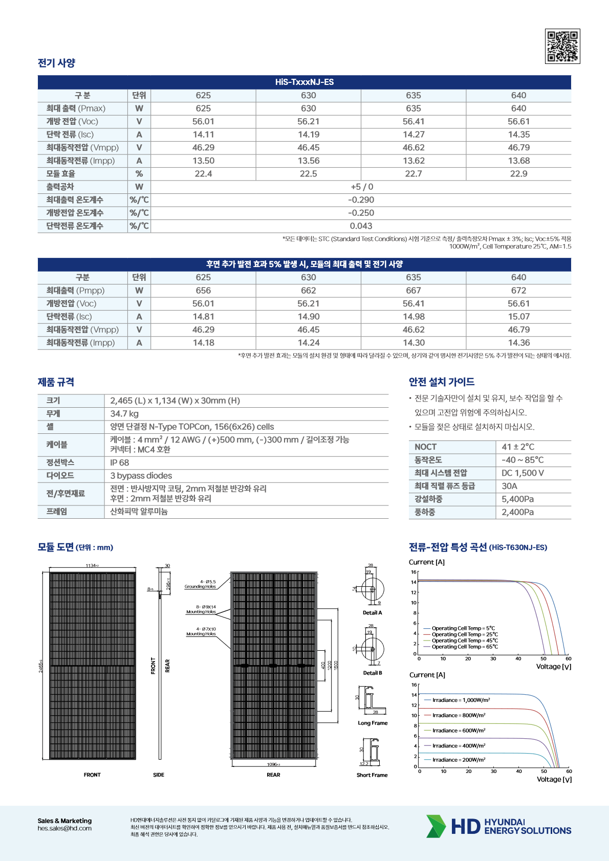 [현대에너지솔루션] HiS-T640NJ-ES (양면) 2등급(655이하) 640W : SUN_SCO