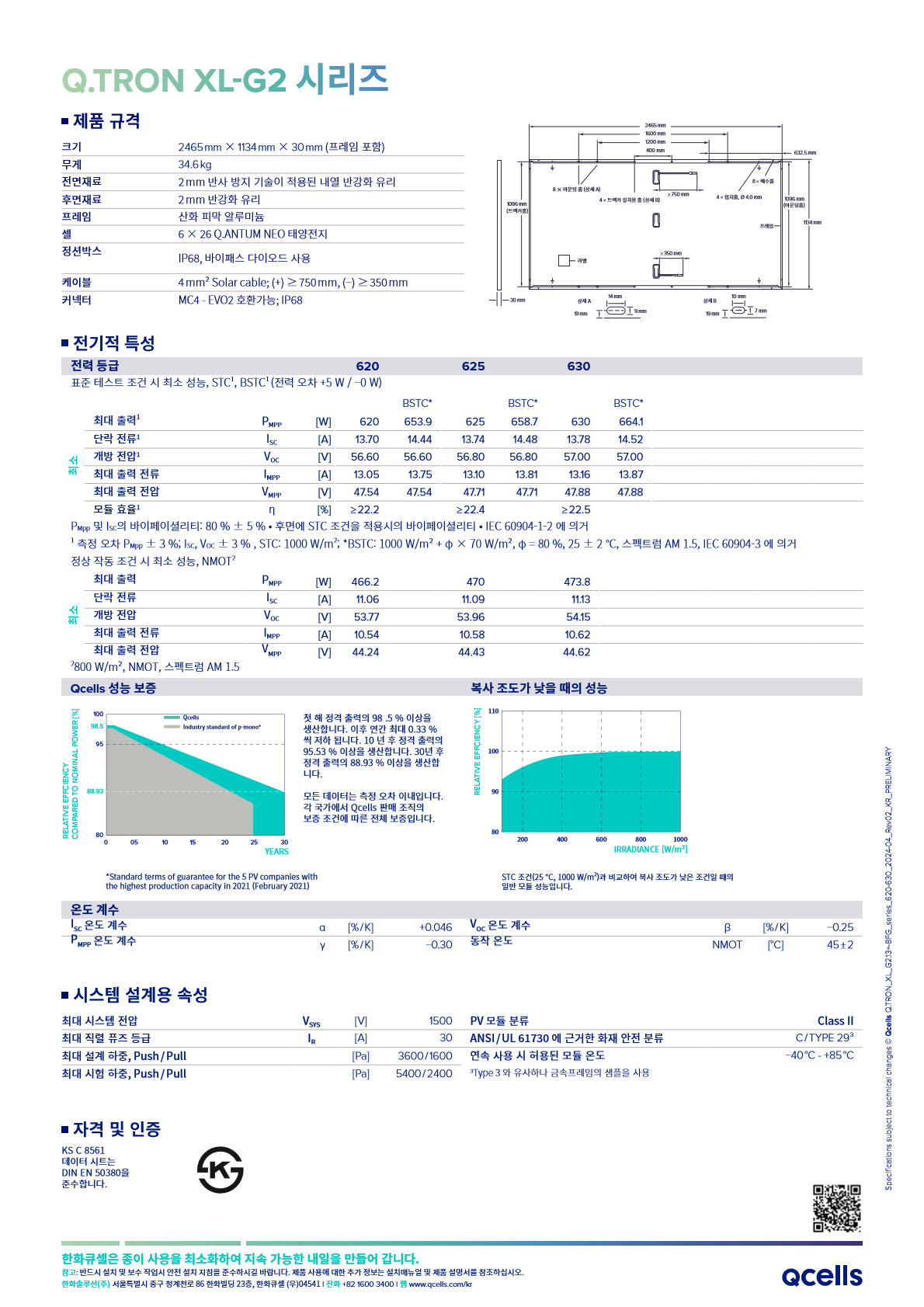 [한화솔루션] Q.TRON XL-G2.13 BFG (양면) 무등급 630W N타입 : SUN_SCO