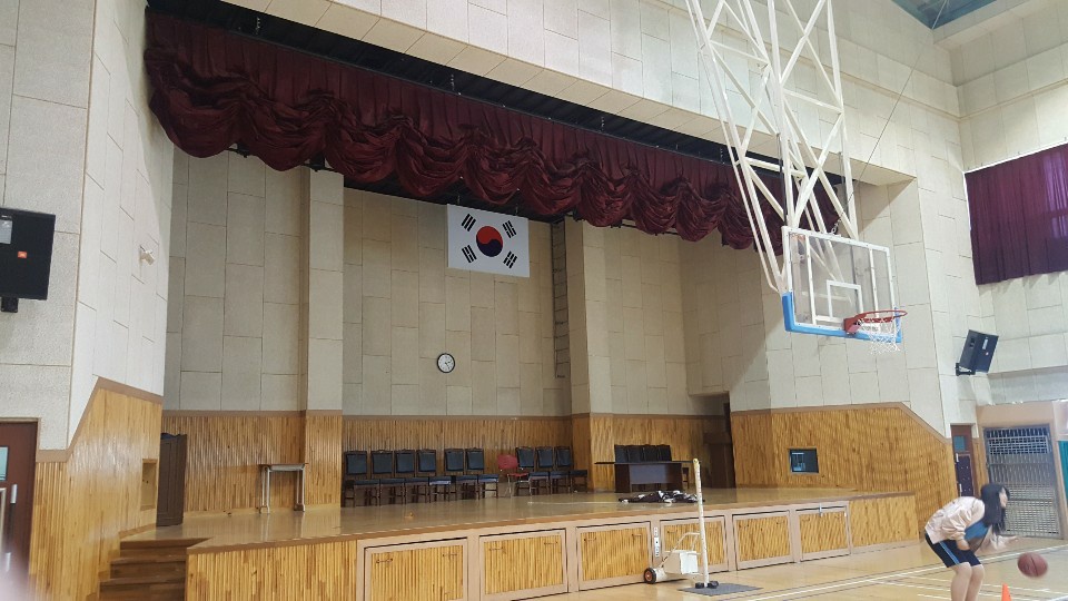 체육관커튼 Gr 1 그린커텐 설치사례 학교 강당 체육관 전동커튼