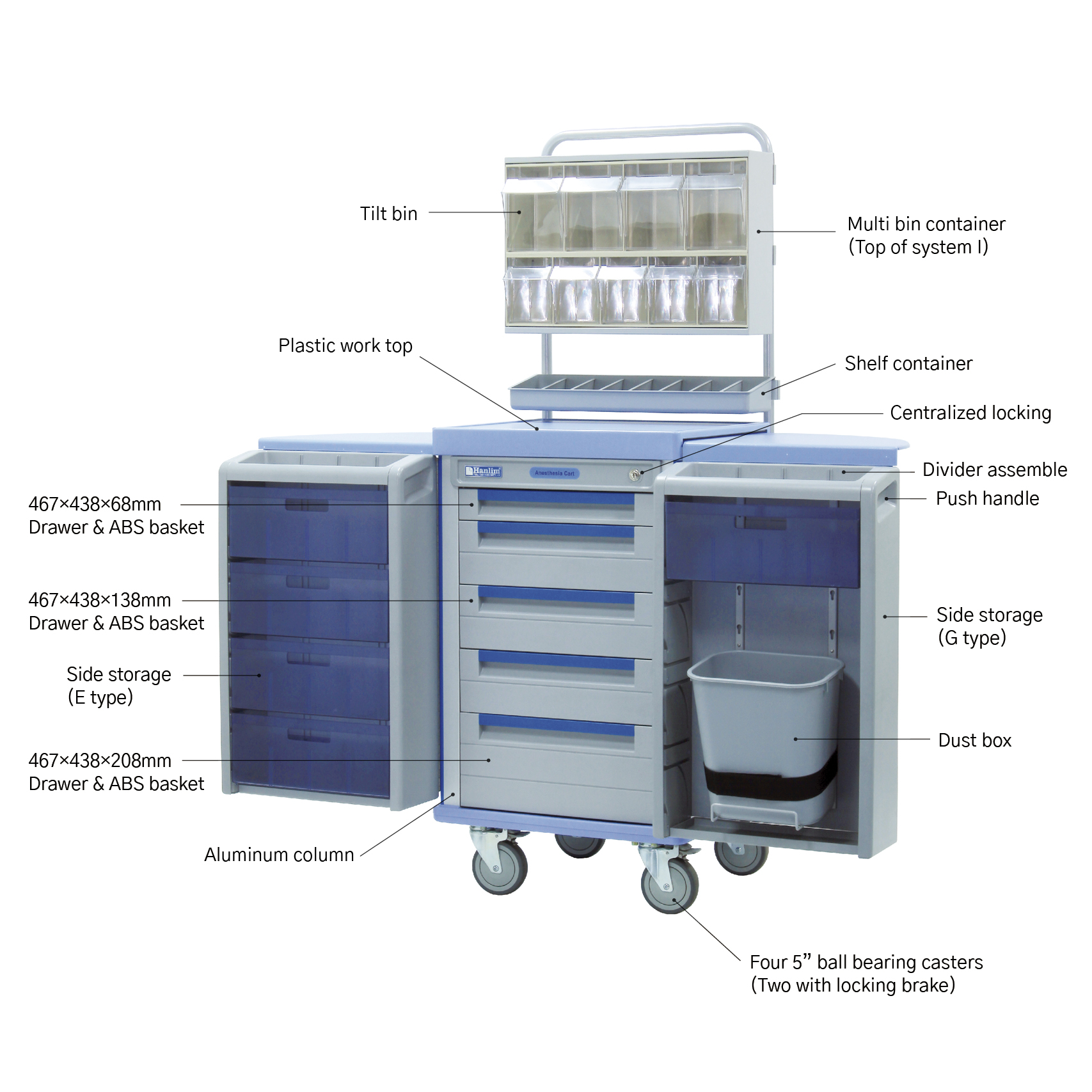 Anesthesia Cart (Swing-out type) : |주|한림의료기
