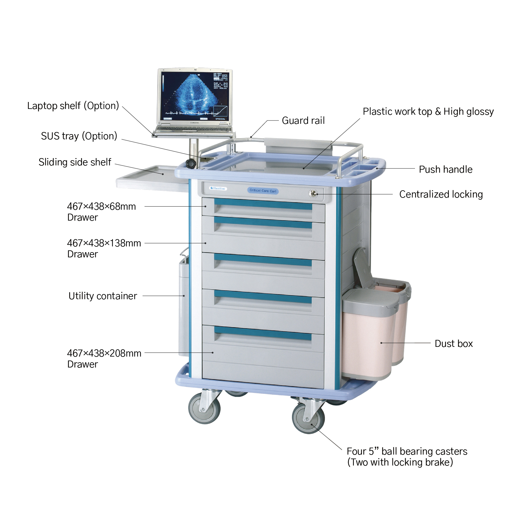 Critical Care Cart (Laptop Type) : |주|한림의료기