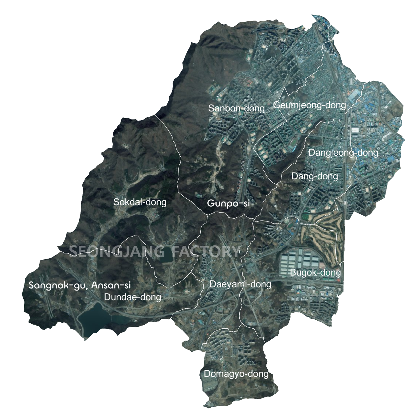 The area with many factories in Gunpo City, Gyeonggi Province : 공장 ...