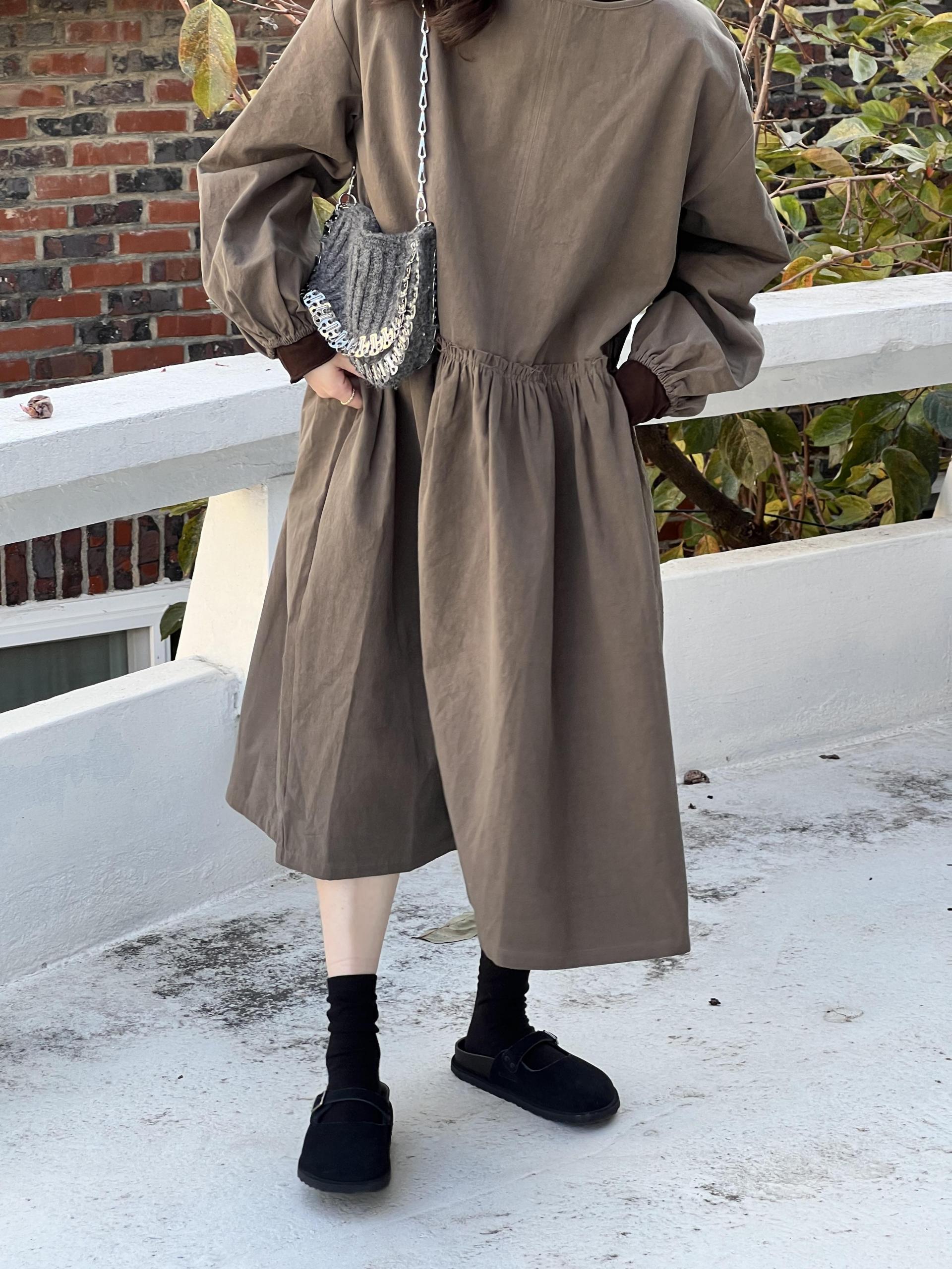 glaze dress (brown&blue grey) : nutt