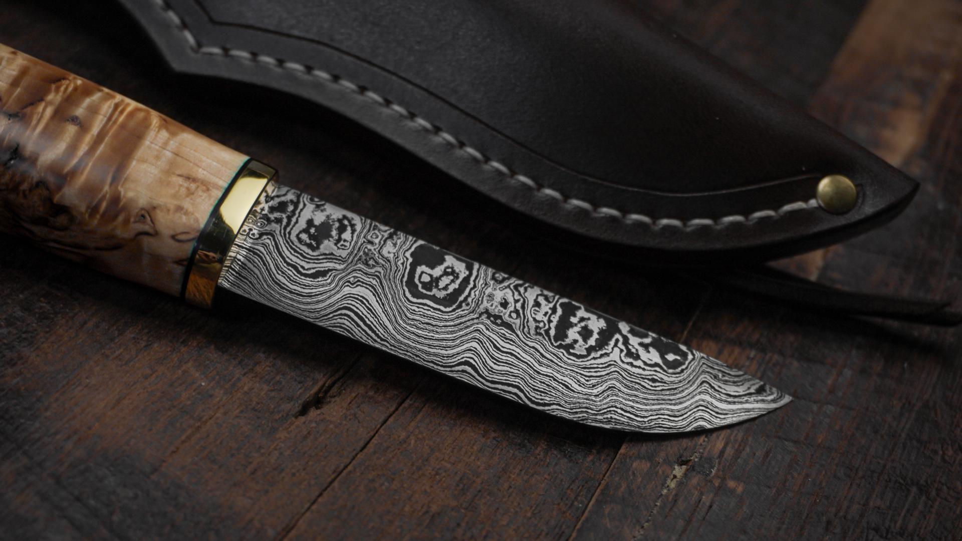 Ludens puukko damascus knife : LUDENS