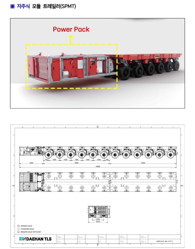 Module Trailer/SPMT 제원 : 대한티엘에스