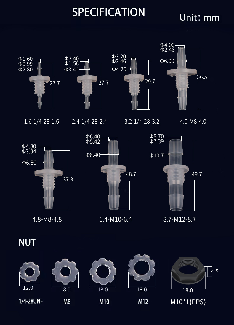 [Fitting] Panel Mount Bulkheads barbed 니플피팅 fitting 벌크헤드 판넬마운트피팅 PP피팅 ...