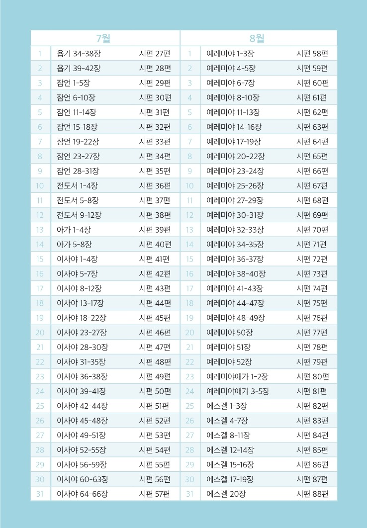 하루 20분 공동체 성경읽기 Cgntv 와 함께하는 성경일독 성경읽기표 더the사랑교회