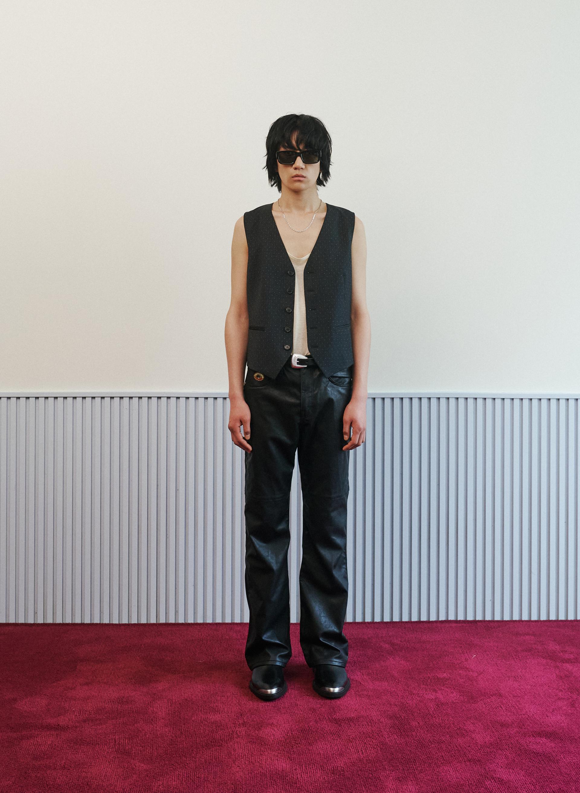 CONCHO FLARED LEATHER PANTS