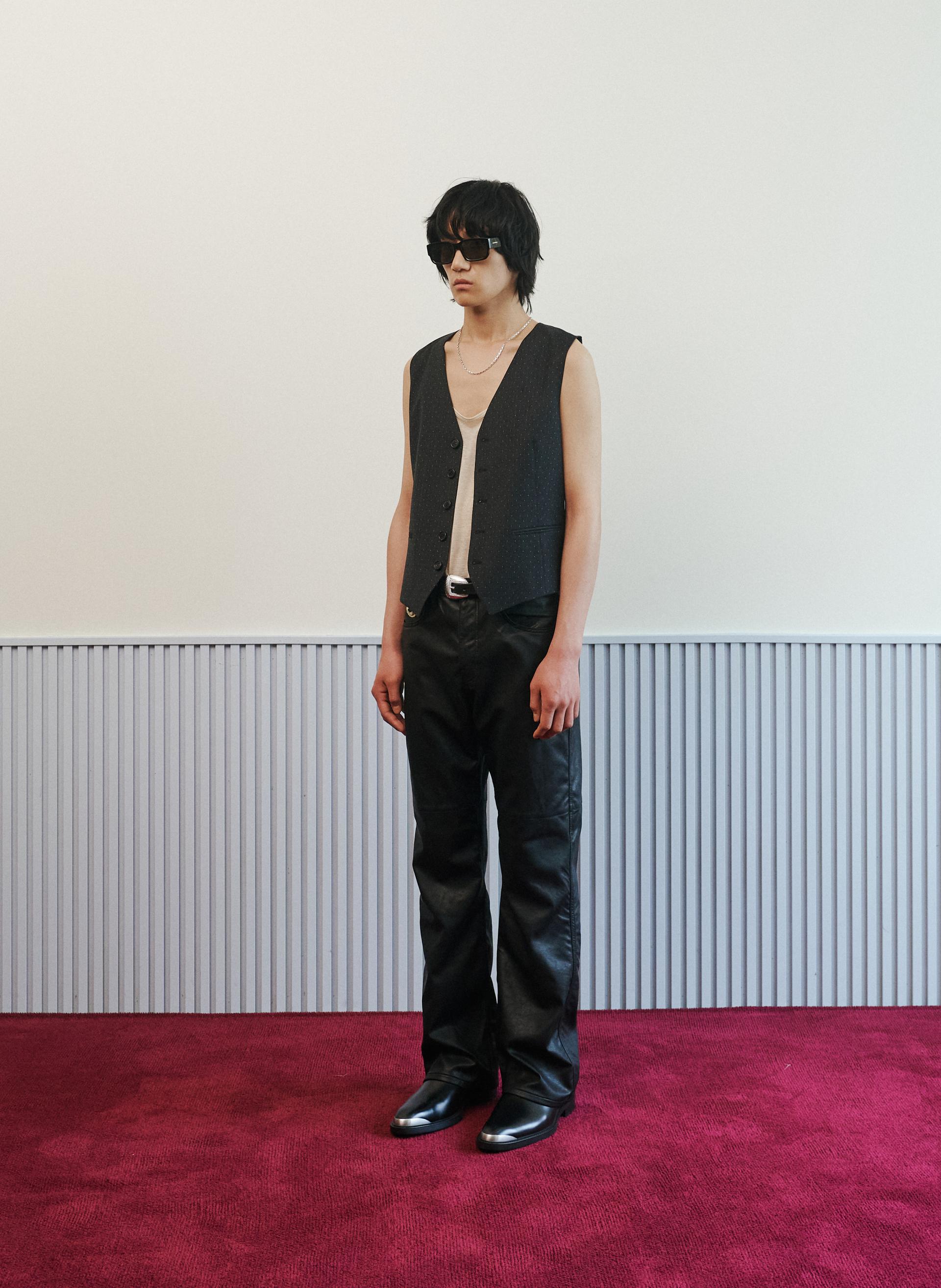 CONCHO FLARED LEATHER PANTS