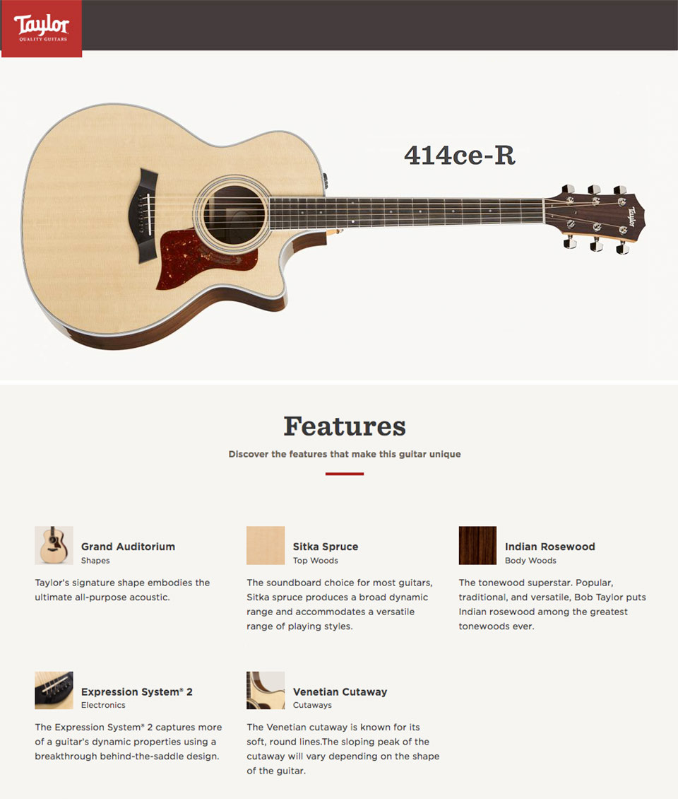 Taylor 414CE-R 테일러 통기타 픽업장착모델 로즈우드 측후판 : 프릭스유나이티드