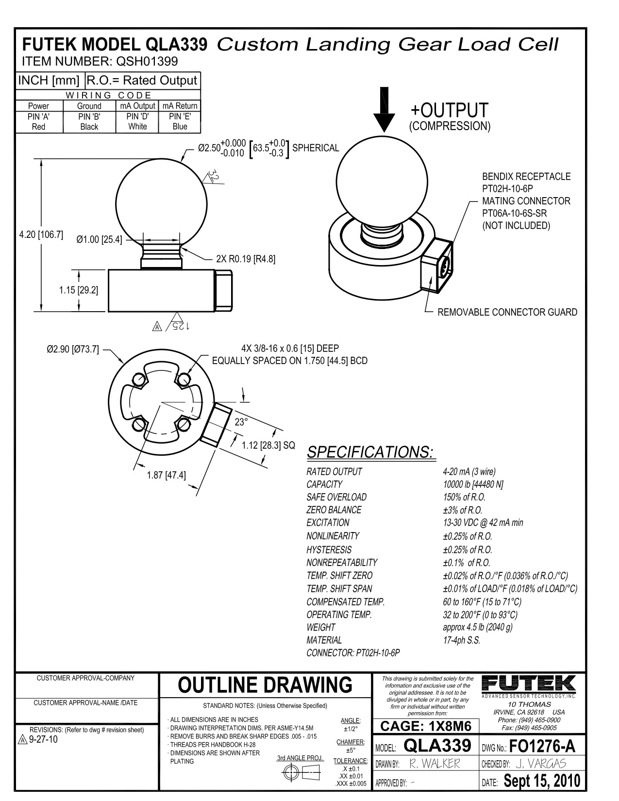 퓨텍 FUTEK QLA339 Custom Landing Gear Load Cell - QSH01399 – 굿맨시스템 (가격문의 ...