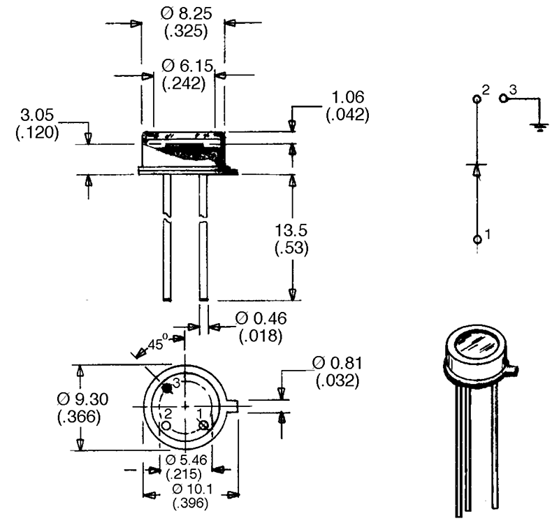 Φ1~3mm Extended InGaAs Photodiodes : InGaAs photodiode