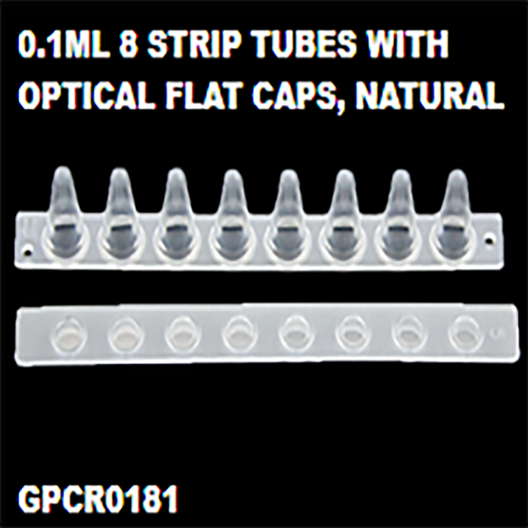 0.2ml 8 strip tubes with optical flat caps, Natural color - GPCR0281 ...
