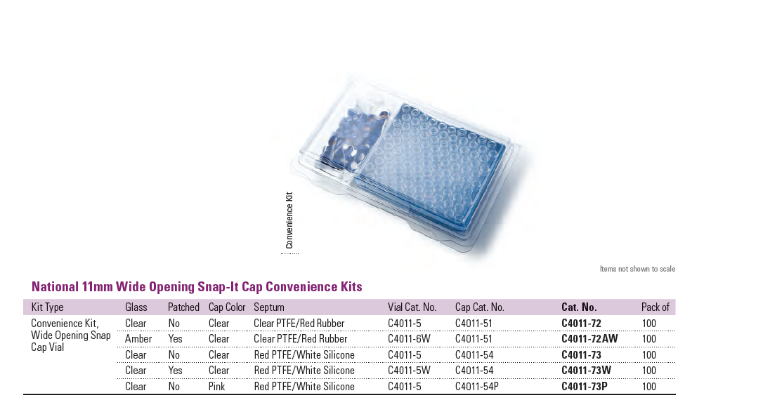 National 11mm Wide Opening Snap-It Cap Vial Convenience Kit
