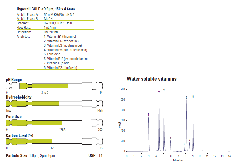 Hypersil GOLD™ aQ C18 Polar Endcapped LC Columns