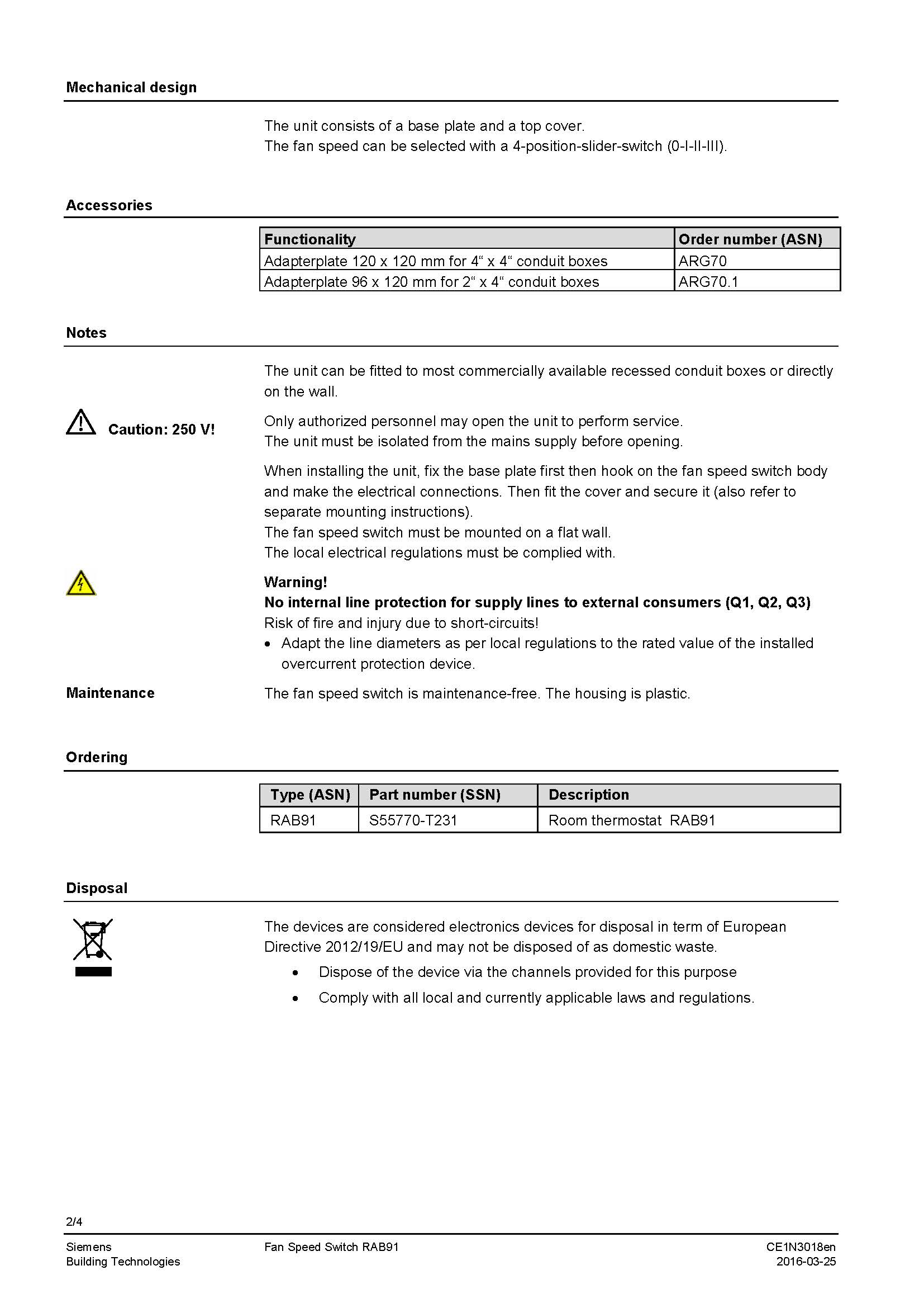 SIEMENS / 지멘스 국내재고FCU 컨트롤러 RAB91 : 덴버엔지니어링(주)
