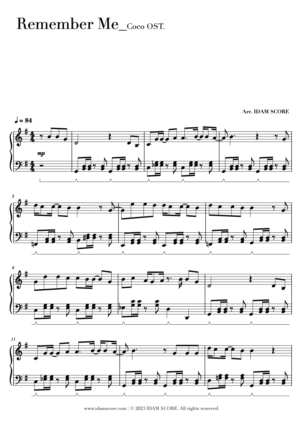 Remember Me : 이담악보