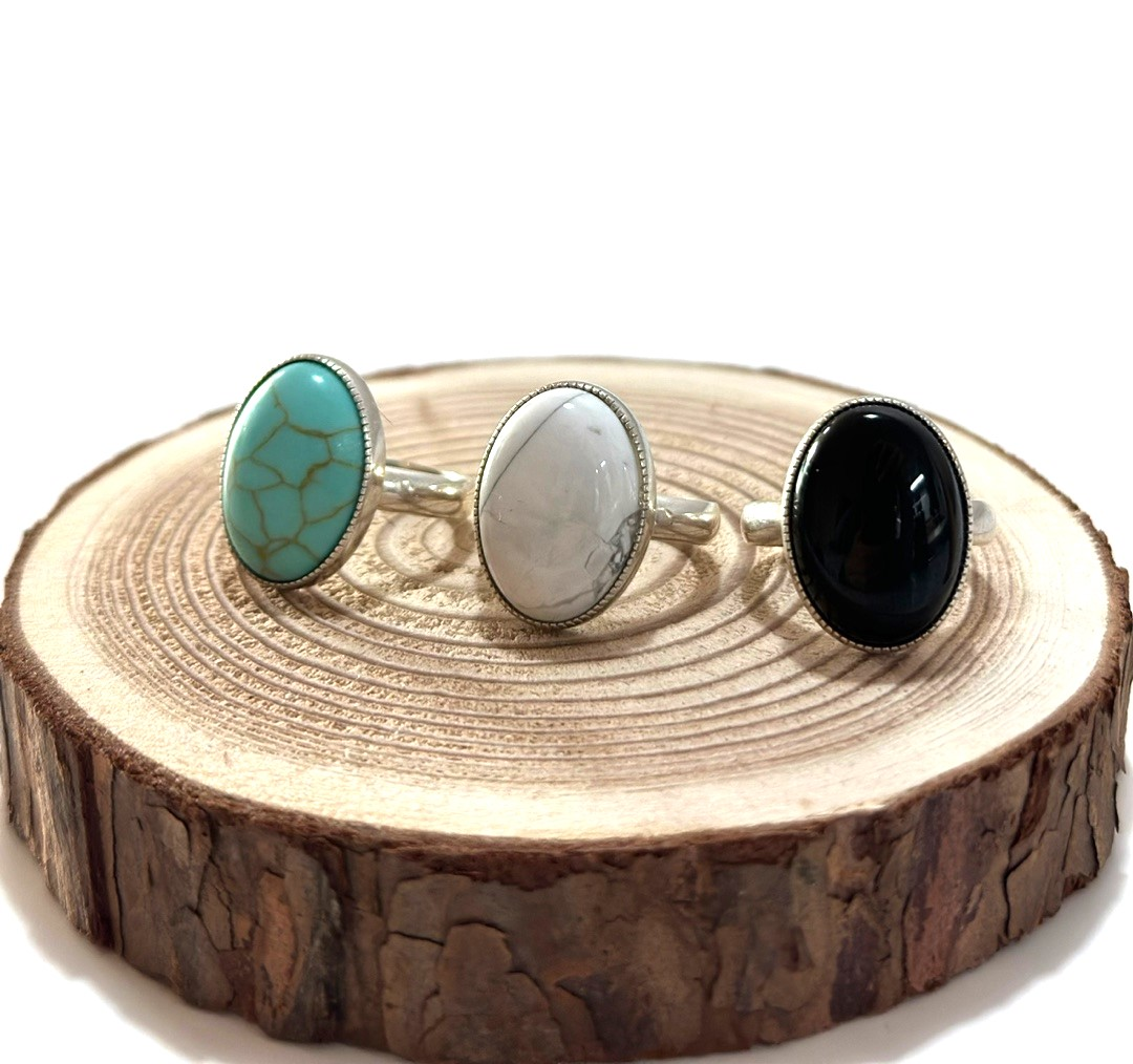 Synthetic stone silver ring (silver925) : LILY&M.