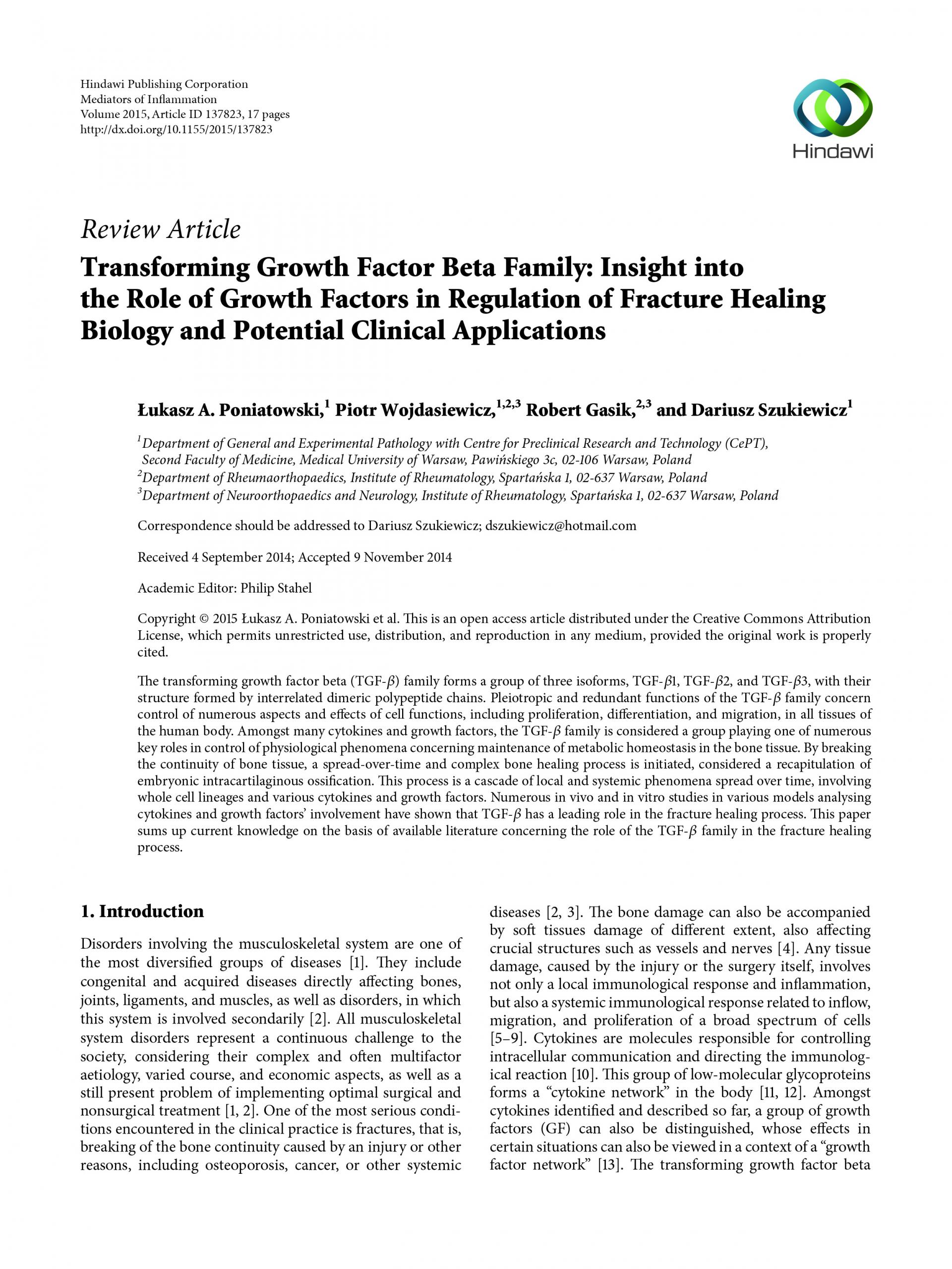 Growth Factors in Fracture Healing: Biology and Clinical Applications ...