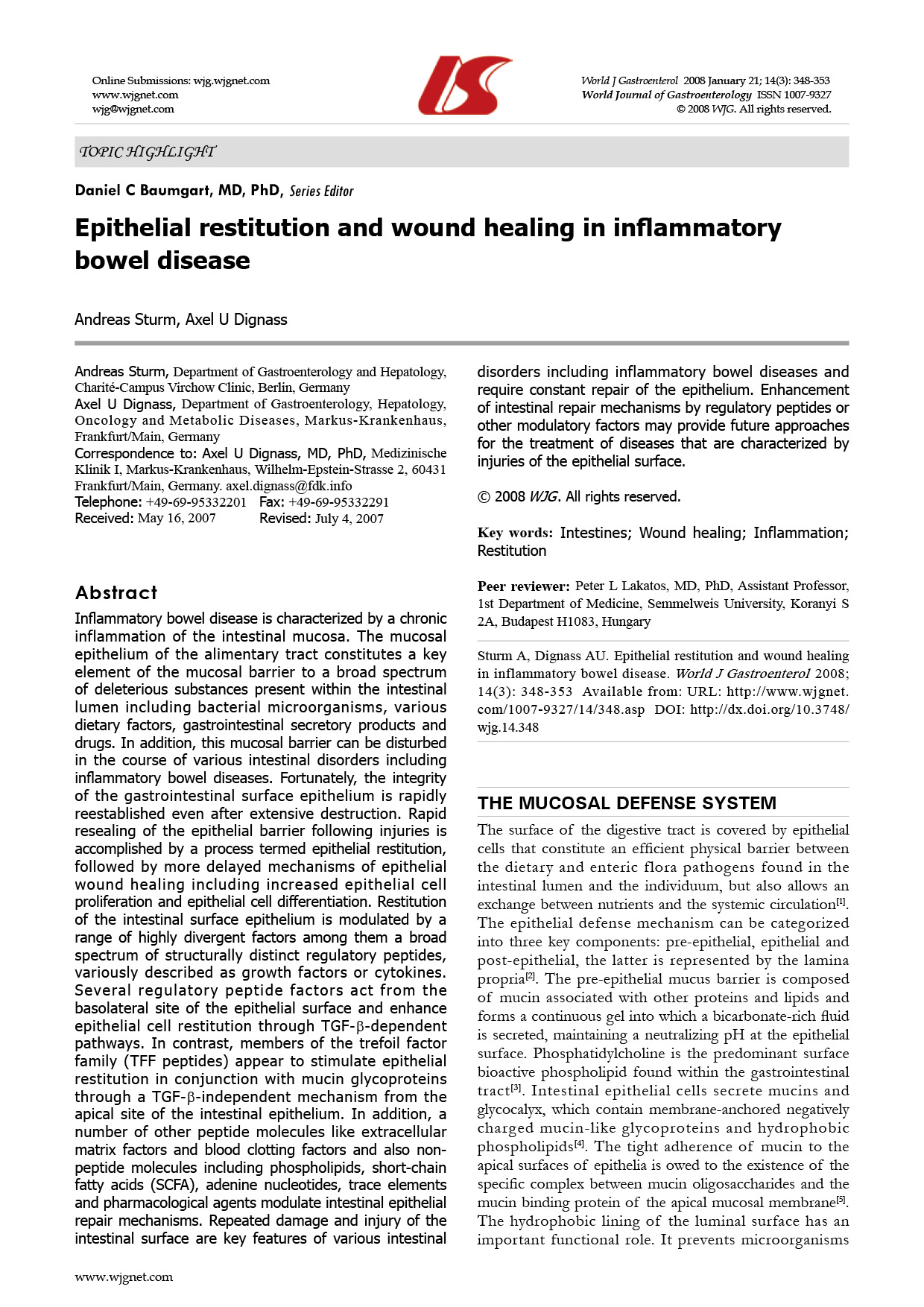 Epithelial Restitution and Wound Healing in Inflammatory Bowel Disease ...