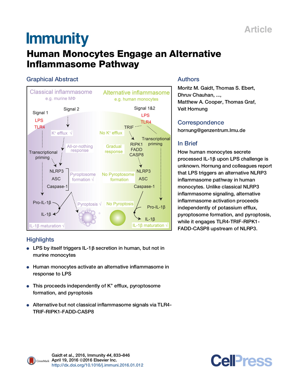 Activating Alternative Inflammasome Pathways in Human Monocytes Using ...