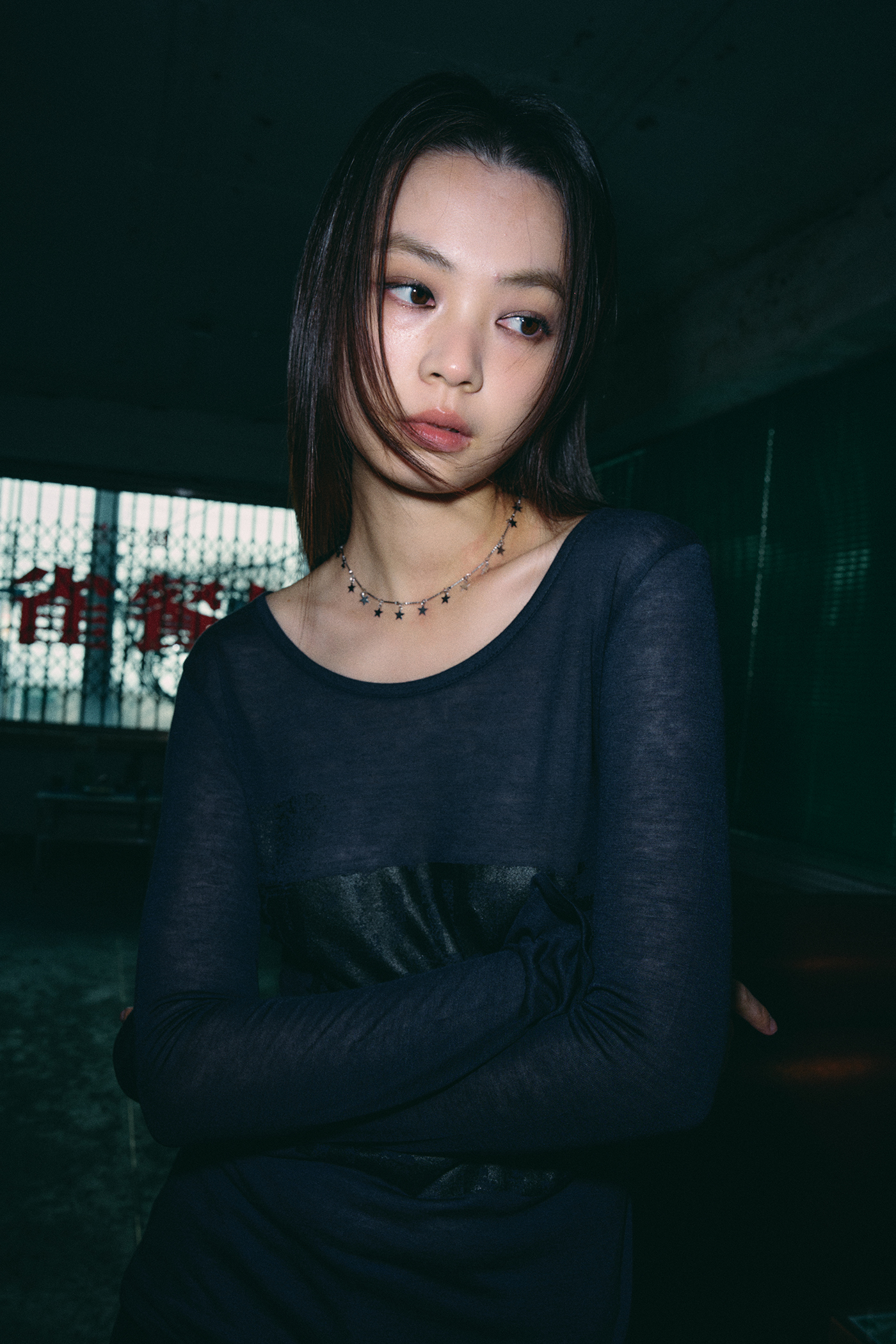 [HELENE PARIS] 로우트 시스루 보트넥 롱 슬리브 [프로스트 그레이] - HELENE PARIS | 리켓