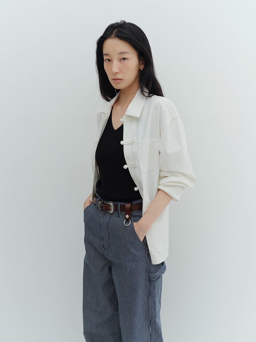 [Exclusive] Hickory Railroad Pants (Navy Stripe) : ISHII