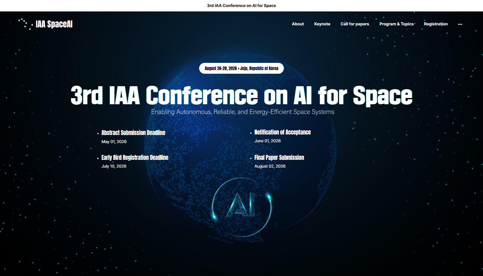 3rd IAA Conference on AI for Space